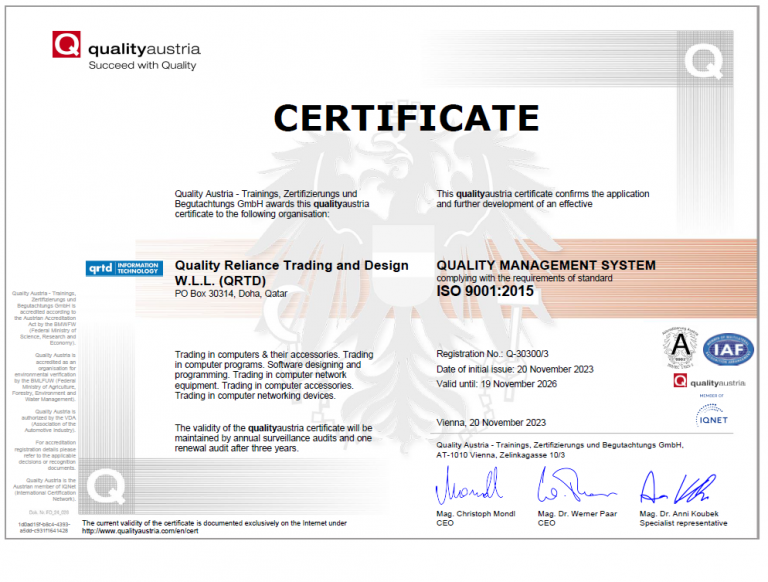 ICV and ISO Certifications | QRTD Information Technology